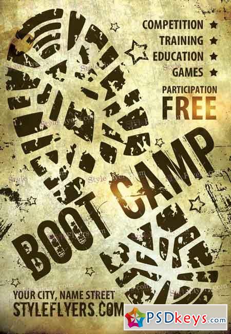 Boot Camp PSD Flyer Template Facebook Cover Free Download Photoshop 