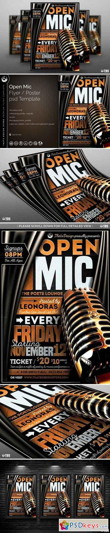 Open Mic Flyer Template 599089 Free Download Photoshop Vector Stock 