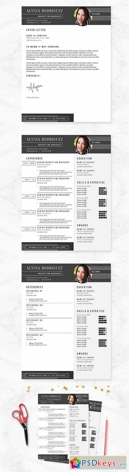 Black White Resume Template Pkg Free Download Photoshop Vector 