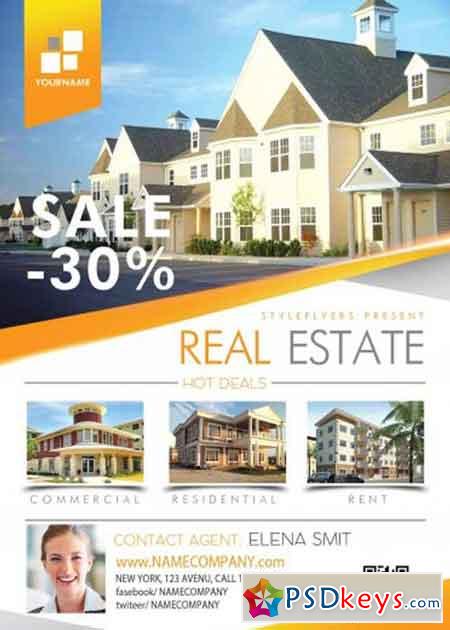 Real Estate PSD Flyer Template Free Download Photoshop Vector Stock 