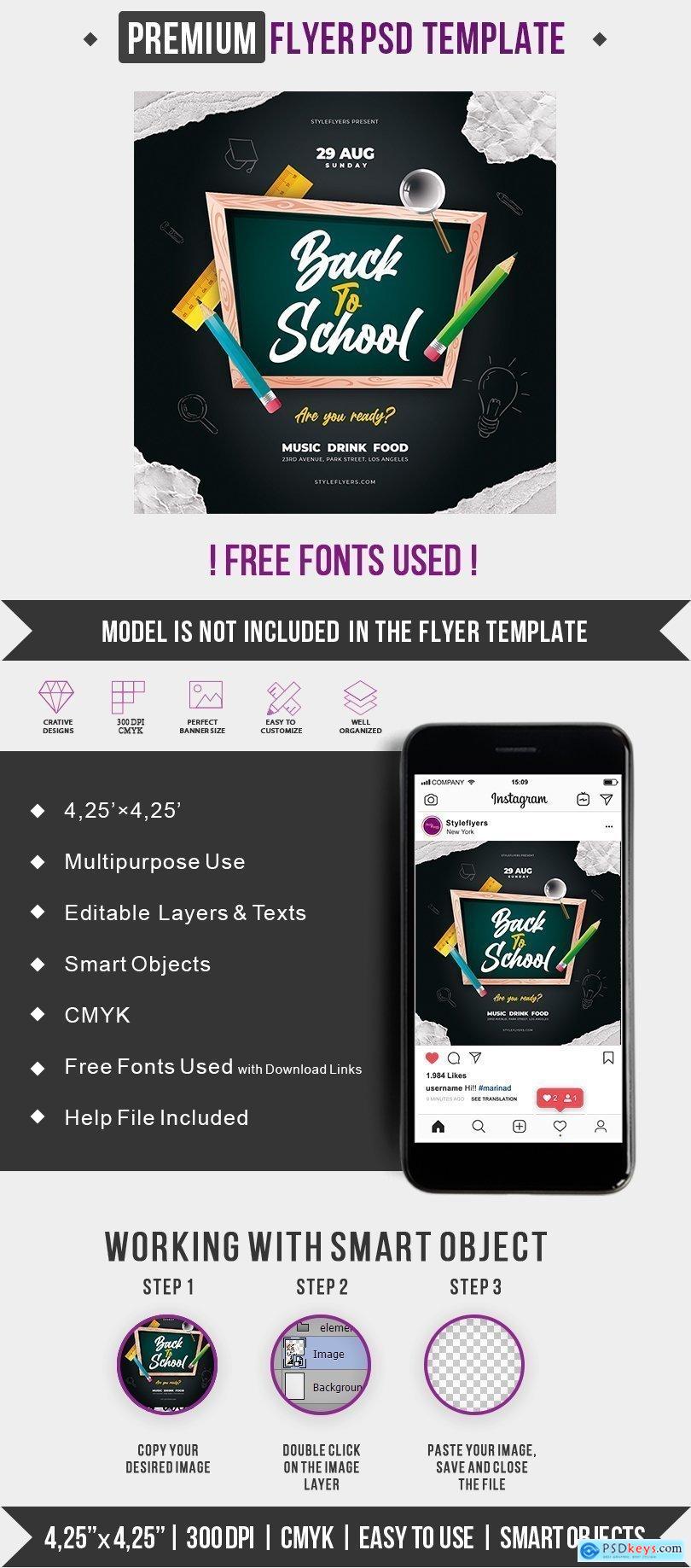 Back To School Flyer Template Free Download Photoshop Vector Stock 